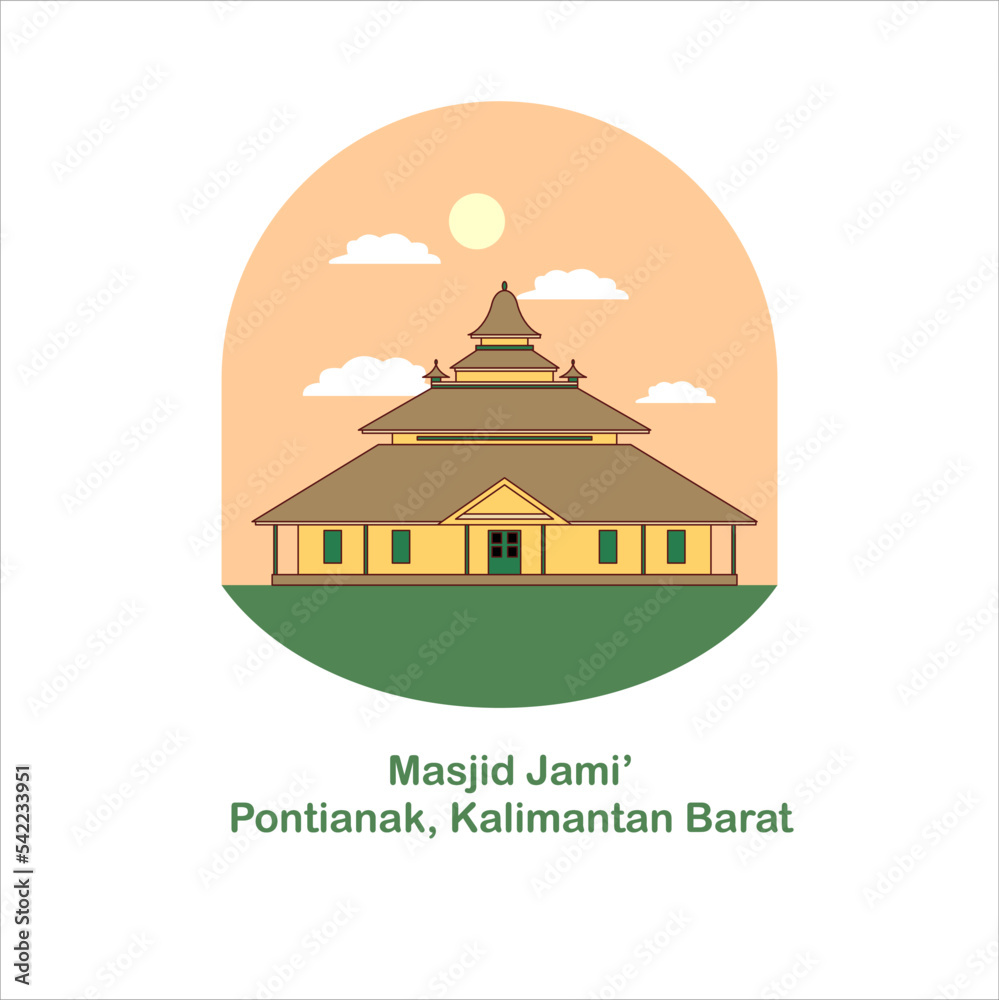 Landmark Jami' Mosque (masjid), Pontianak, Kalimantan barat in a simple ...