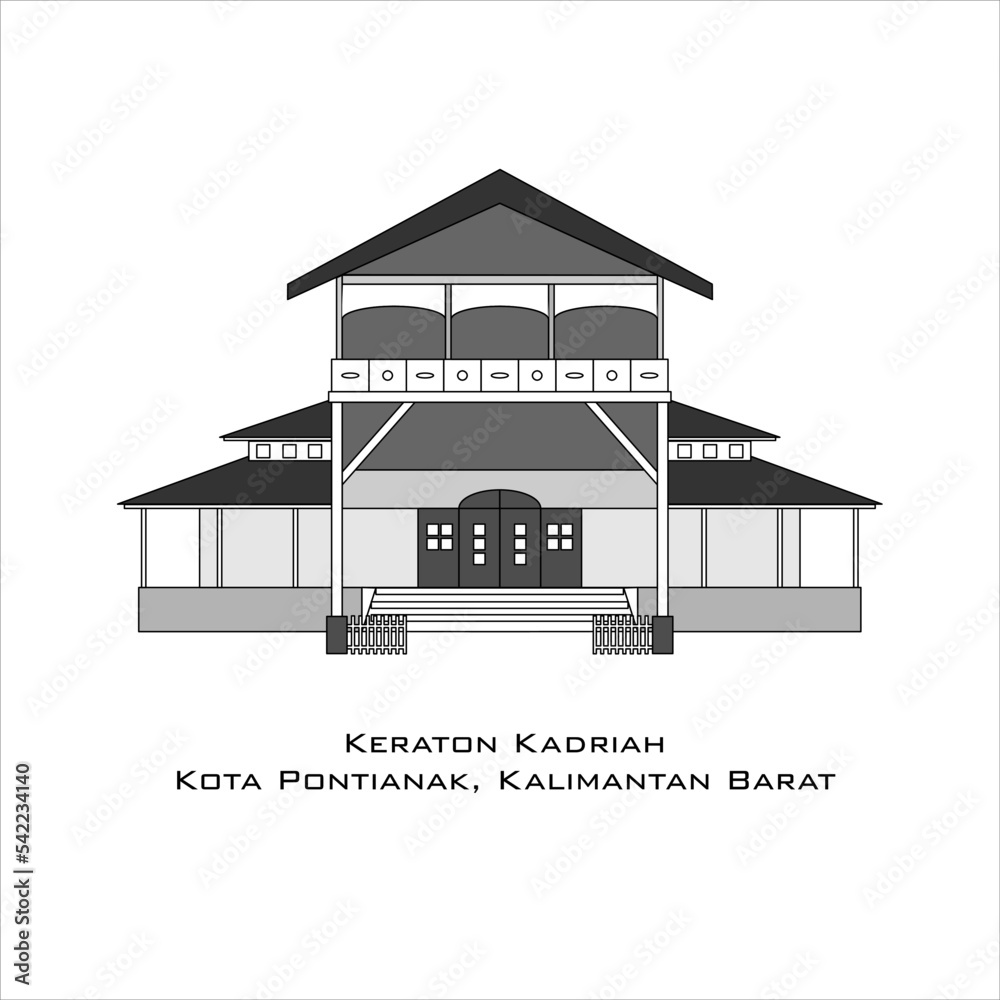 Illustration of landmark Kota Pontianak, Keraton Kadariah Melayu ...
