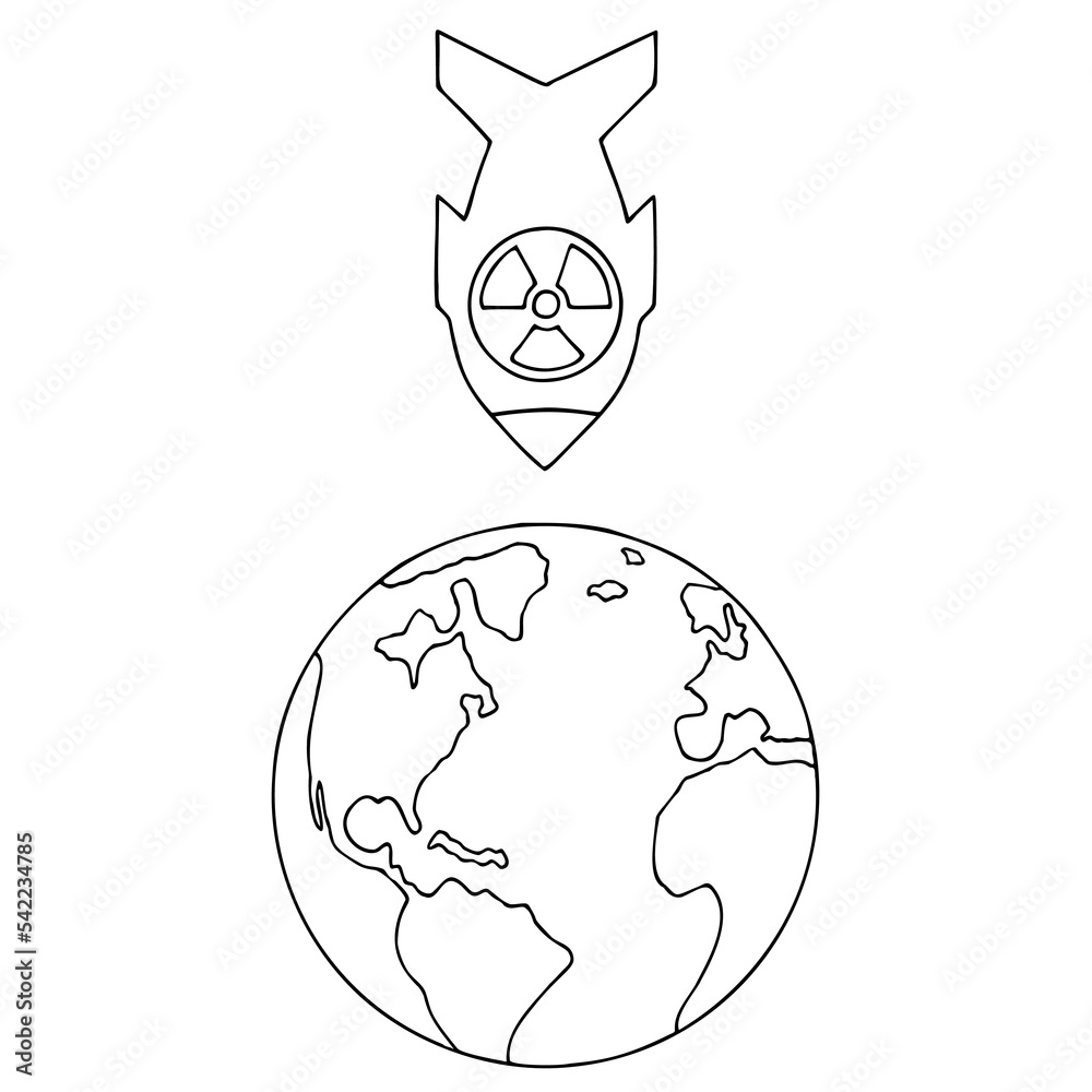 An atomic bomb falls on planet Earth. Threat of nuclear war. Blackmail ...
