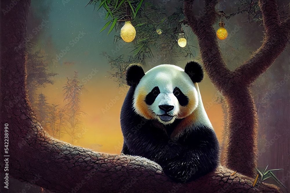 Panda in the jungle. Illustration for advertising, cartoons, games ...