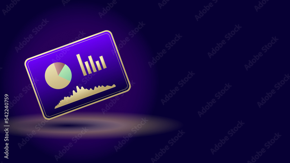 Dashboard, data visualisation, charts, curves datas on a slide purple ...