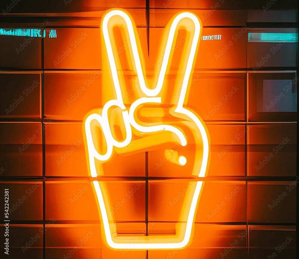 AI generated digital art of a neon peace sign Stock Illustration ...