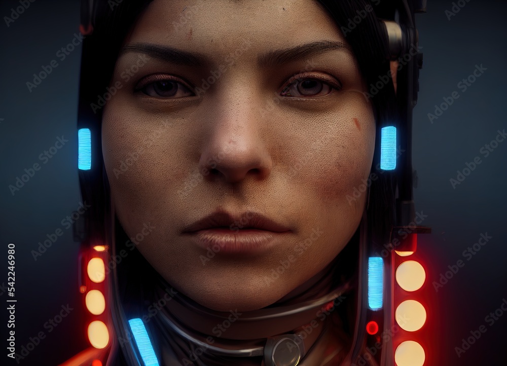 Cyberpunk Indian Native American Digital Art 3D Render Stock ...