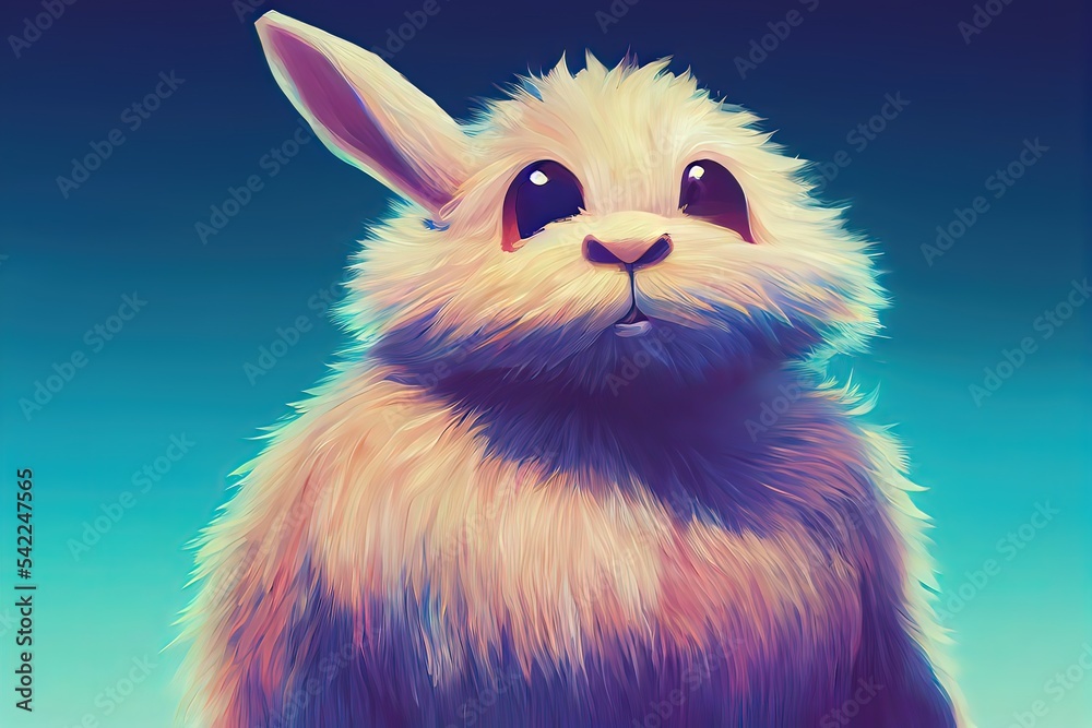 big white snout fangs, bright and colorful fluffy Toy monster, rabbit ...