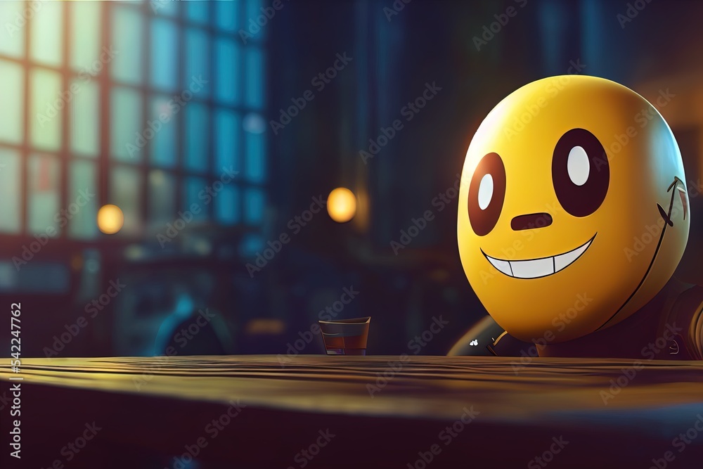 Happy Smiled Emoji Emoticon Funny Face Digital Art 3D Render Stock ...