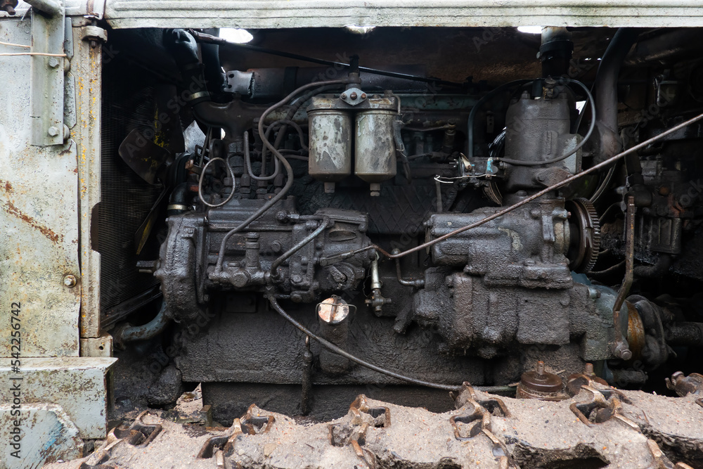 Fotografia do Stock: Close-up of the engine compartment of a vintage ...