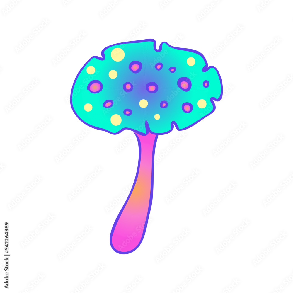 Magic mushrooms. Psychedelic hallucination. Vibrant vector illustration ...