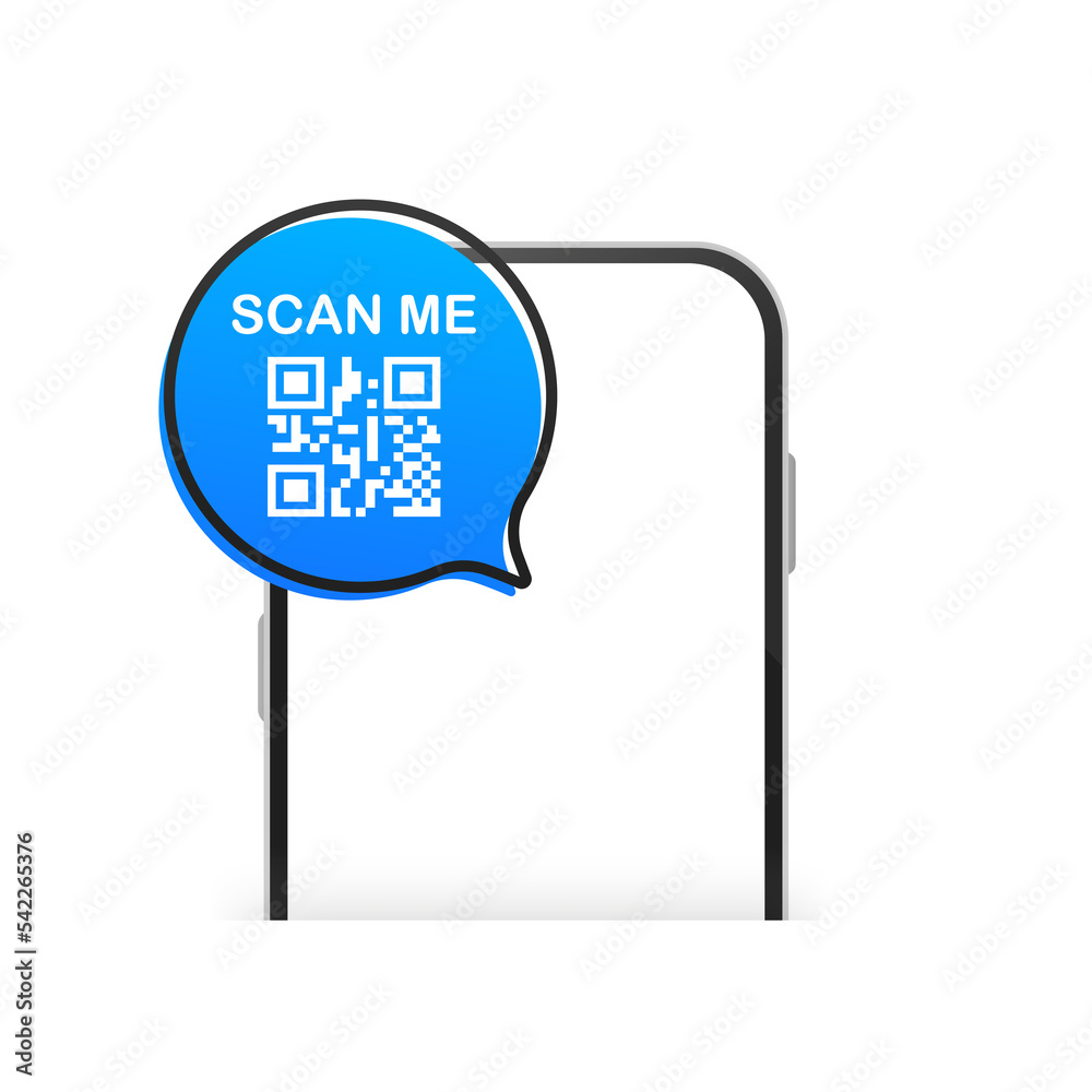 QR code for smartphone. Caption scan me with smartphone icon. QR code ...
