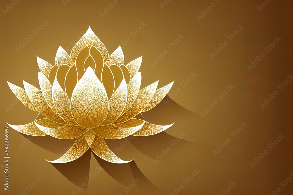 Luxury lotus background 2d illustrated. Golden lotus line arts design ...