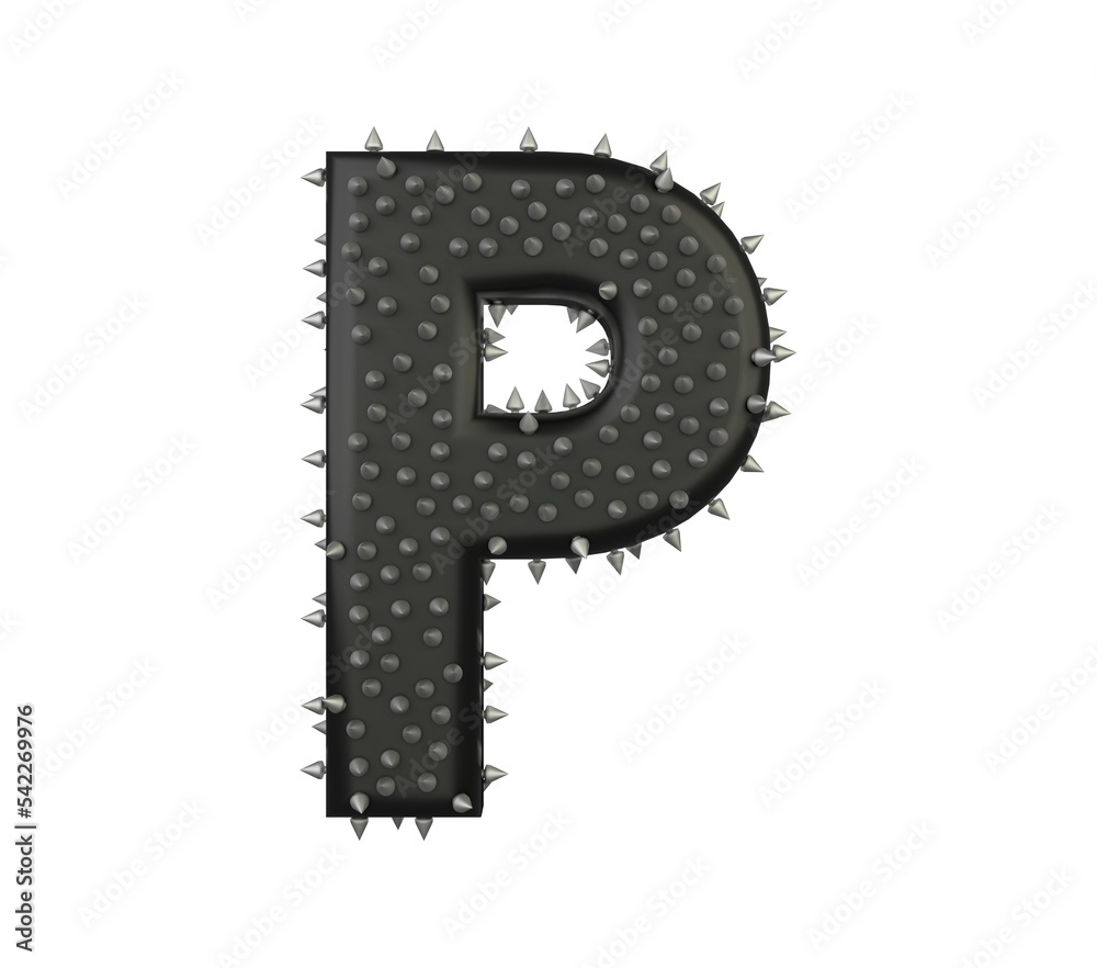Spike Leather Themed Font Letter P Stock Illustration | Adobe Stock