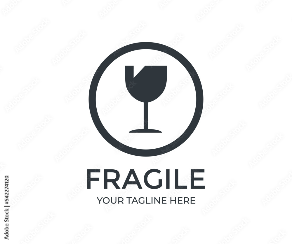 Fragile package icon logo design. Handle with care logistics and delivery shipping labels ...