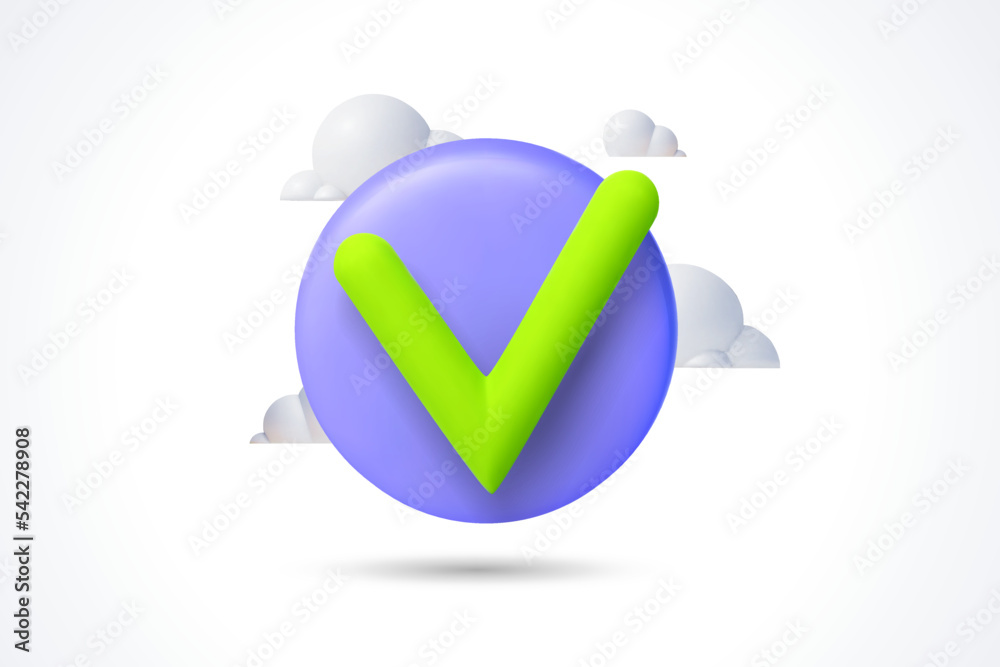 3d check mark symbol icon green vector. transparent circle with green ...