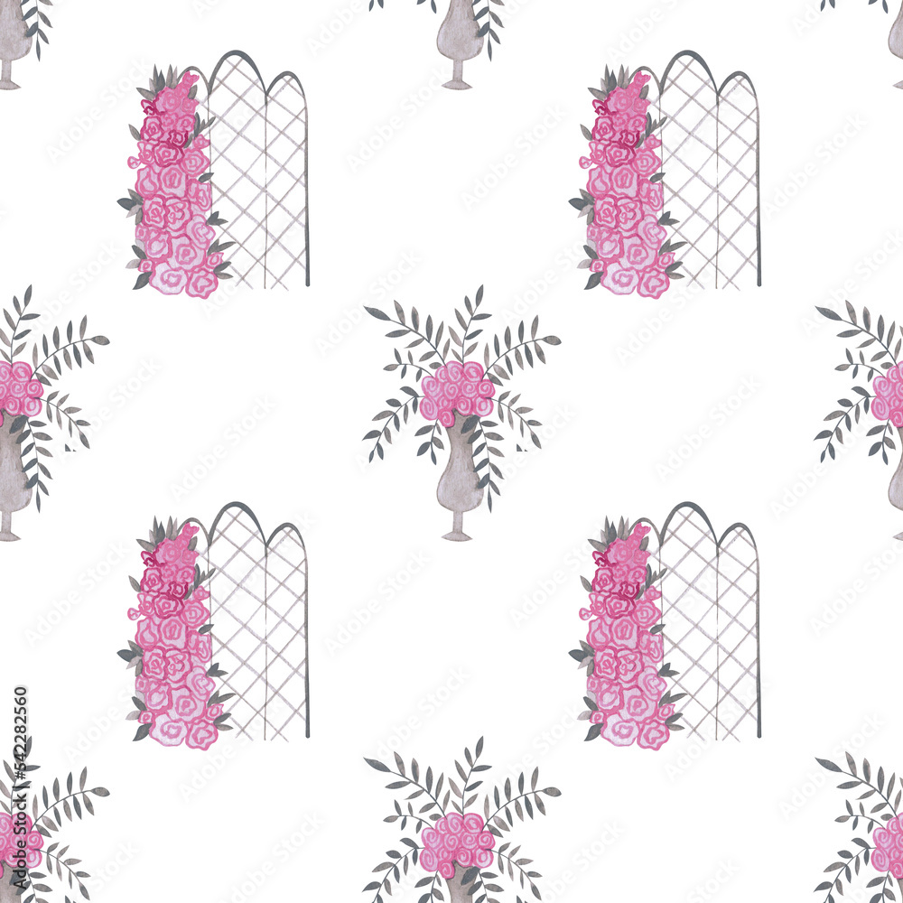 Watercolor wedding seamless pattern Stock Illustration | Adobe Stock