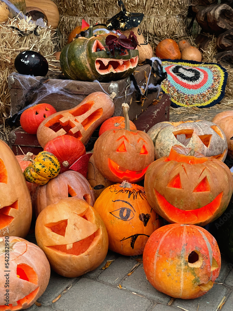 Autumn Pumpkin Festival. Exhibition of decorated pumpkins for All ...
