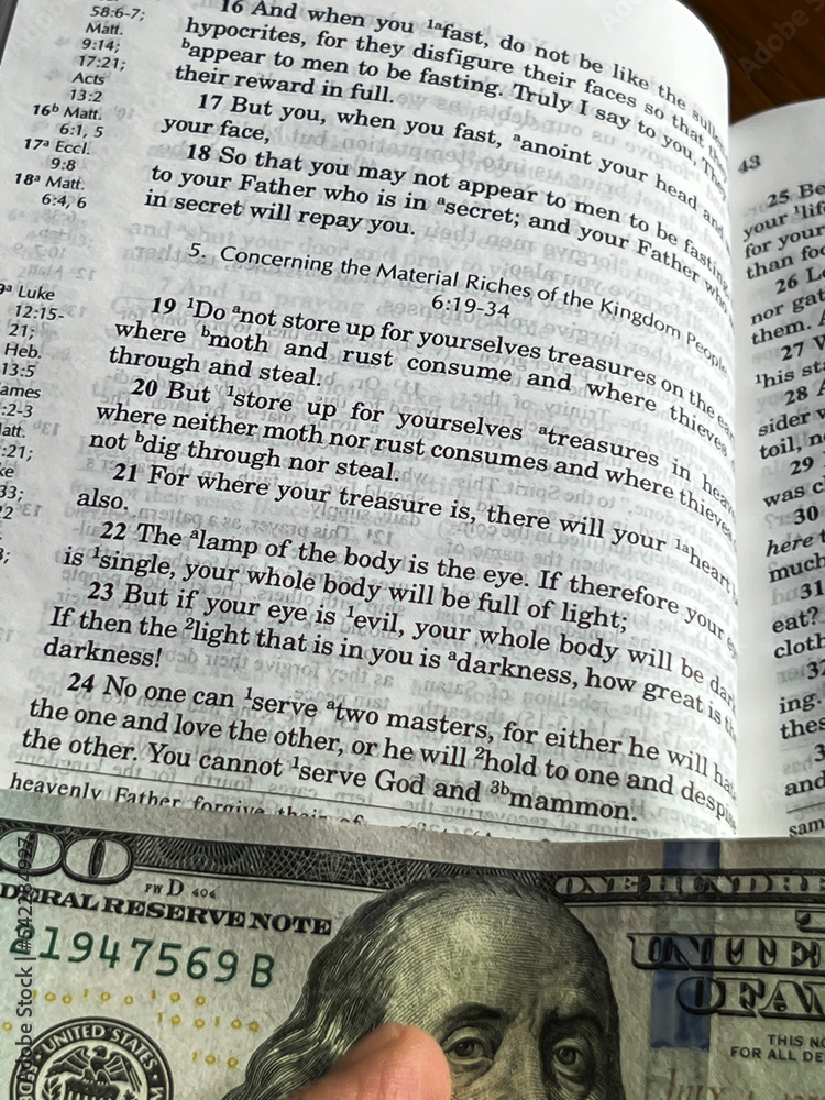 Photo & Art Print The Holy Bible in English with a tab from the $ 100 ...