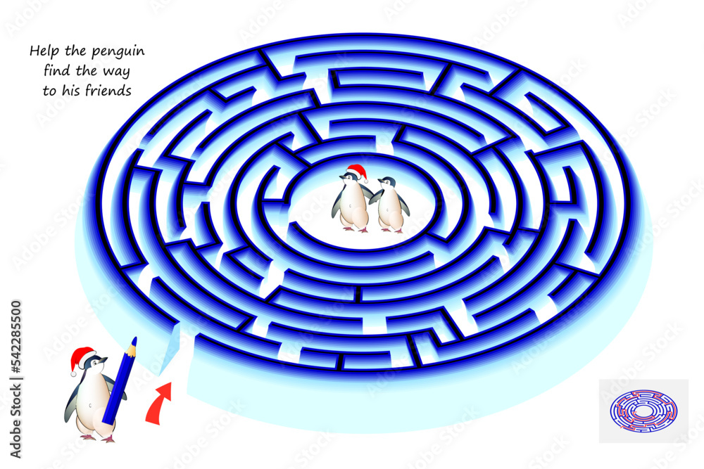 Best labyrinths. Help the penguin find the way to his friends. Logic ...