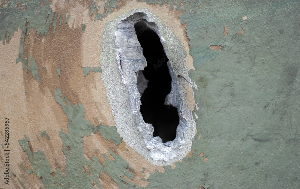 Russian combat vehicle, with holes in the armor. Destroyed military ...