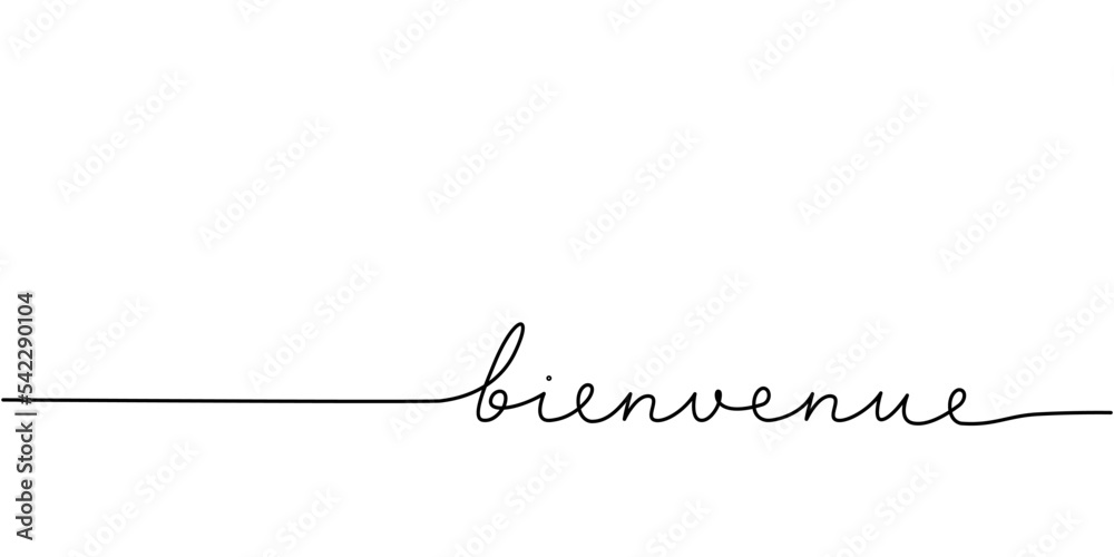Bienvenue word - continuous one line with word. Minimalistic drawing of ...
