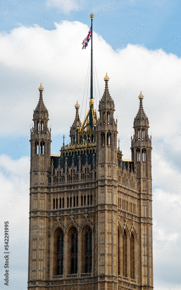 Top of Victoria Tower of Palace of Westminster in London Stock Photo ...