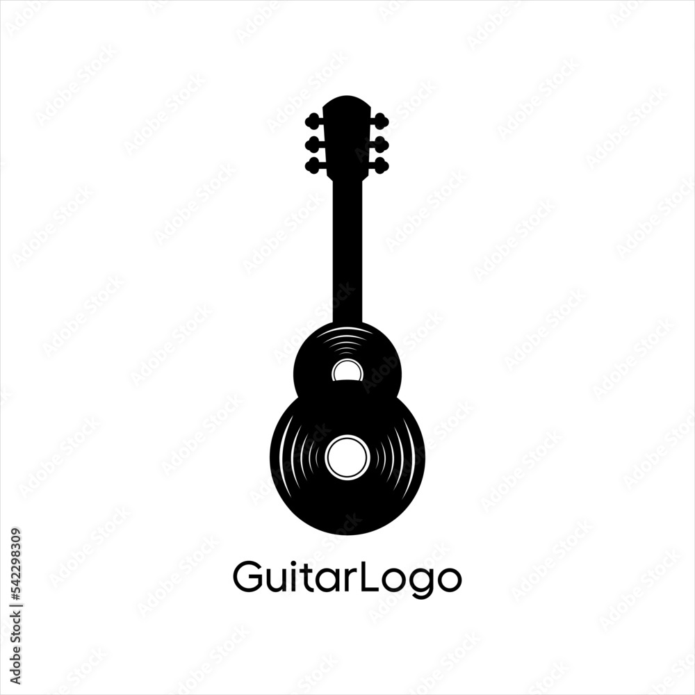 Guitar Logo. Vector guitar logo design with music disc elements forming ...