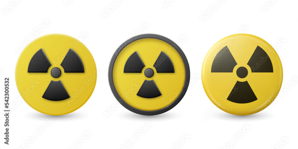 Vector Yellow Warning, Danger Radiation Sign Icon Set Isolated. Nuclear ...