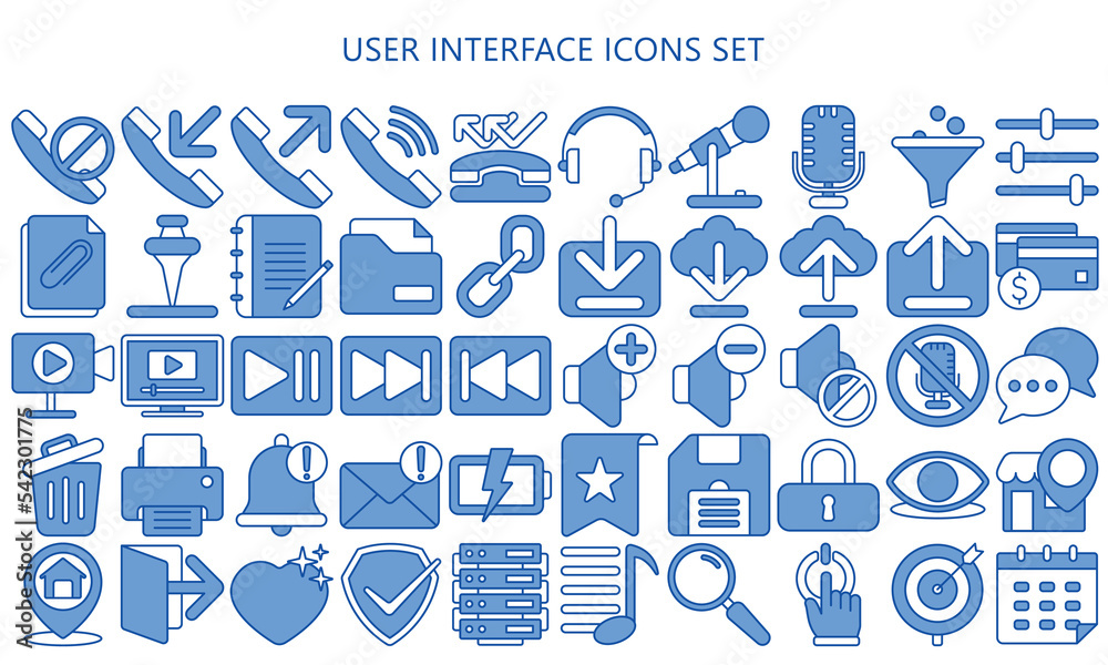 user interface and basic app icons set. include mail, arrow, upload ...