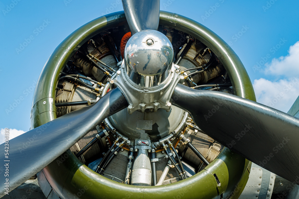 close up of a radial engine from B-17 flying fortress bomber Texas ...
