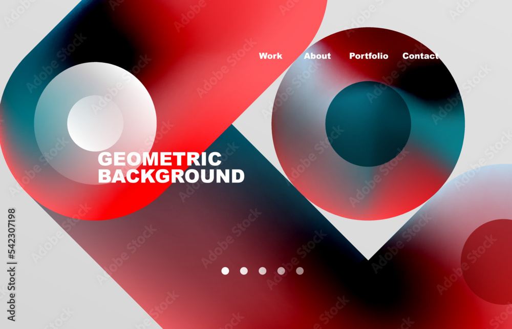 Circles and round shapes landing page abstract geometric background ...