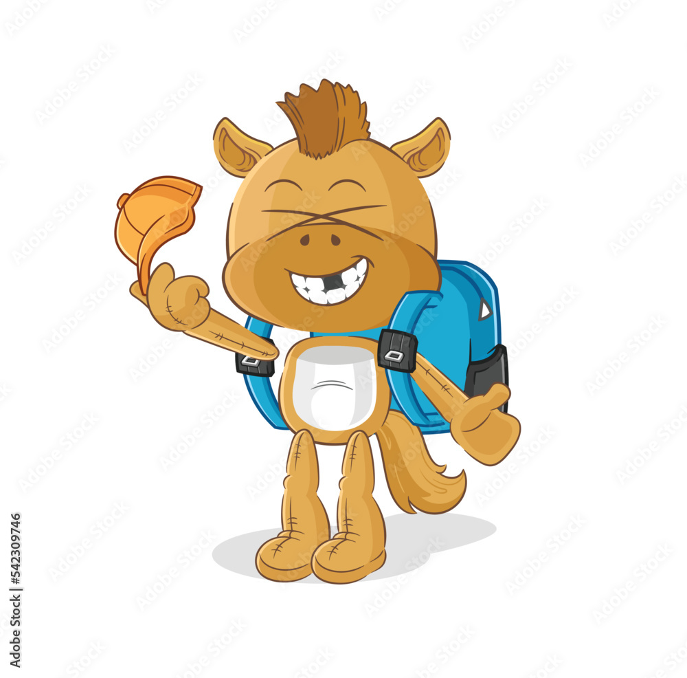 horse goes to school vector. cartoon character Stock Vector | Adobe Stock
