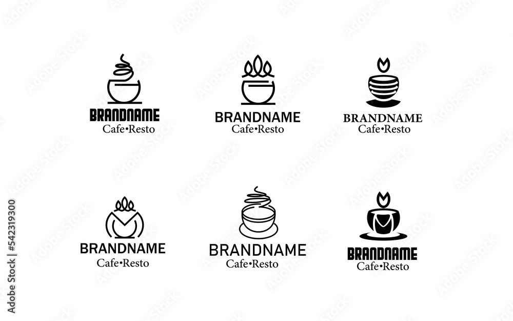 Set of cafe and resto logos. Different logo, collection on transparent ...