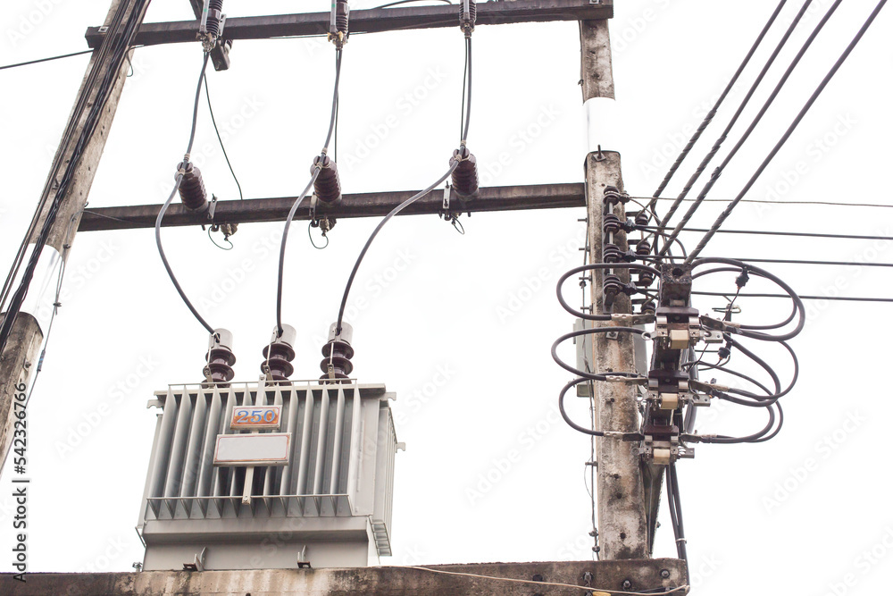 AC high-voltage power transformer. Electrical energy transfer to end ...