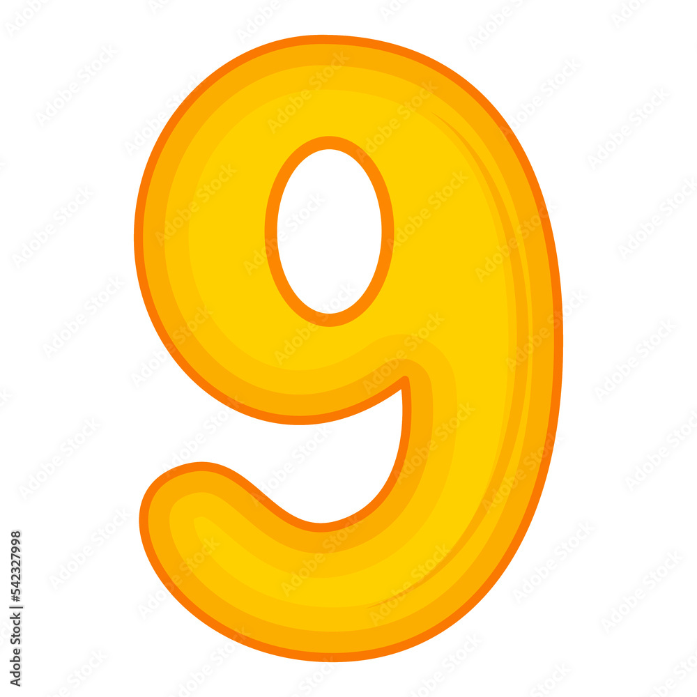 9, cartoon Arabic numerals. The ten digits of the Arabic numerals from ...