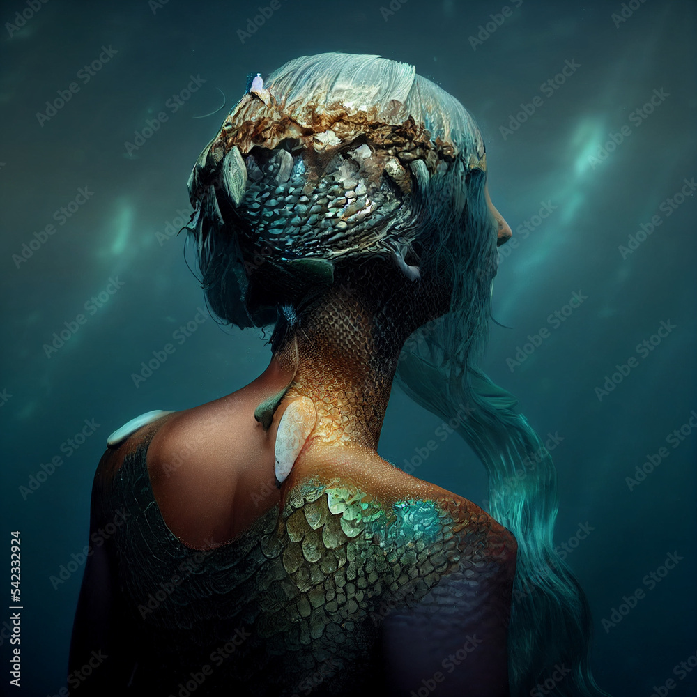 Ai generated mermaid Stock Illustration | Adobe Stock