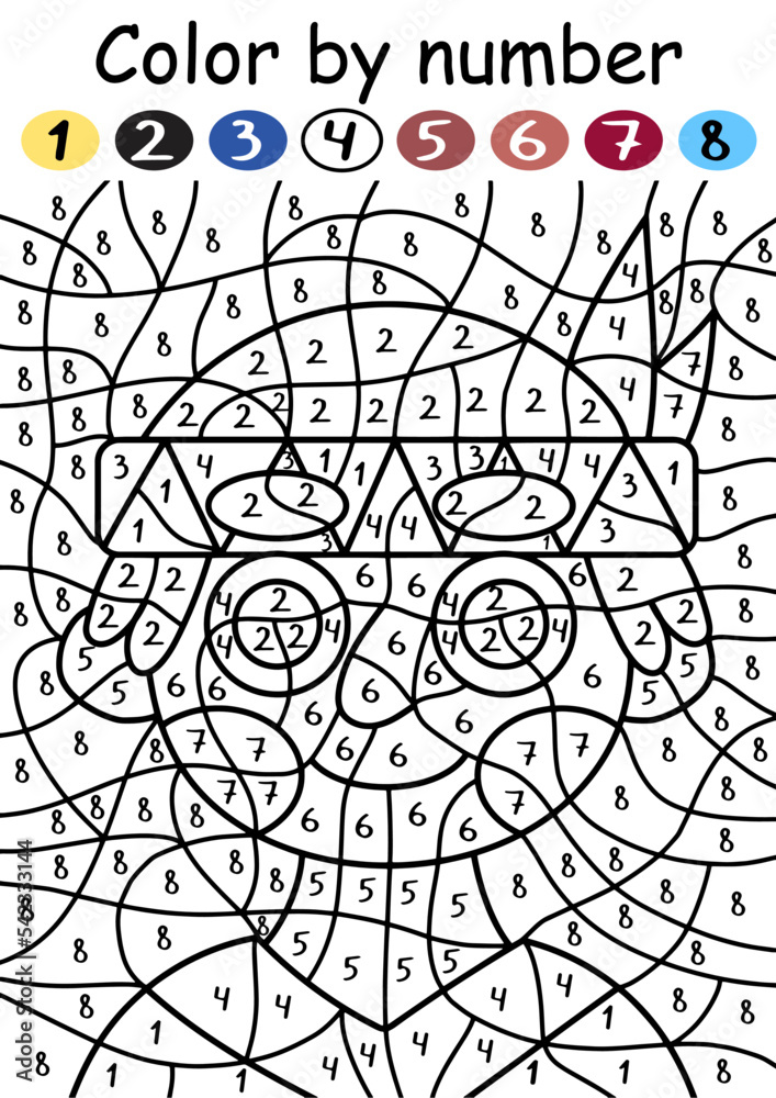 Young American Indian boy color by number vector illustration ...