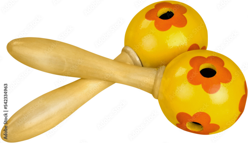 Colorful traditional maracas isolated on white Stock Photo | Adobe Stock