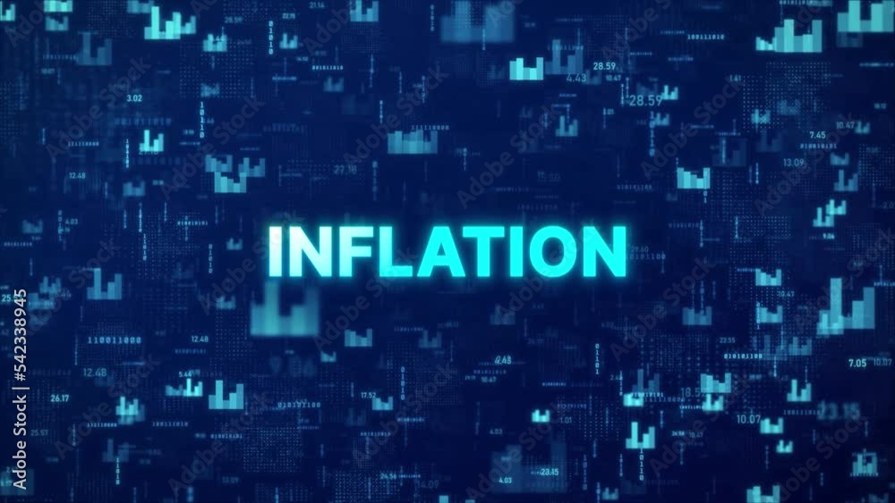 INFLATION Concept over animated stock market background with chart ...