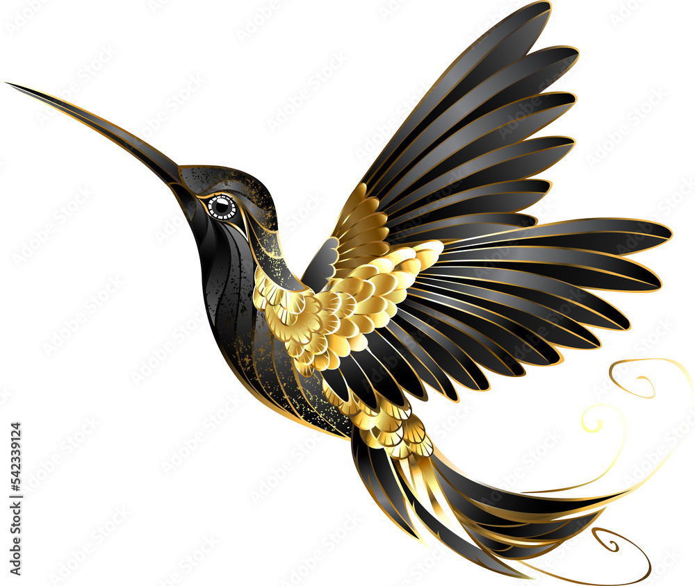 Black Golden Hummingbird Stock Illustration | Adobe Stock