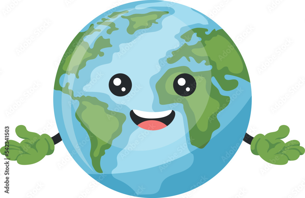 Happy cartoon earth planet character design for earth day, national ...