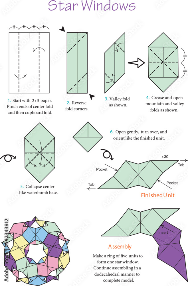 Step by step instructions how to make origami Stock Vector | Adobe Stock