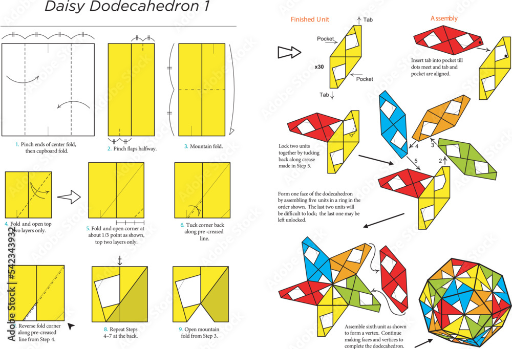 Step by step instructions how to make origami Stock Vector | Adobe Stock