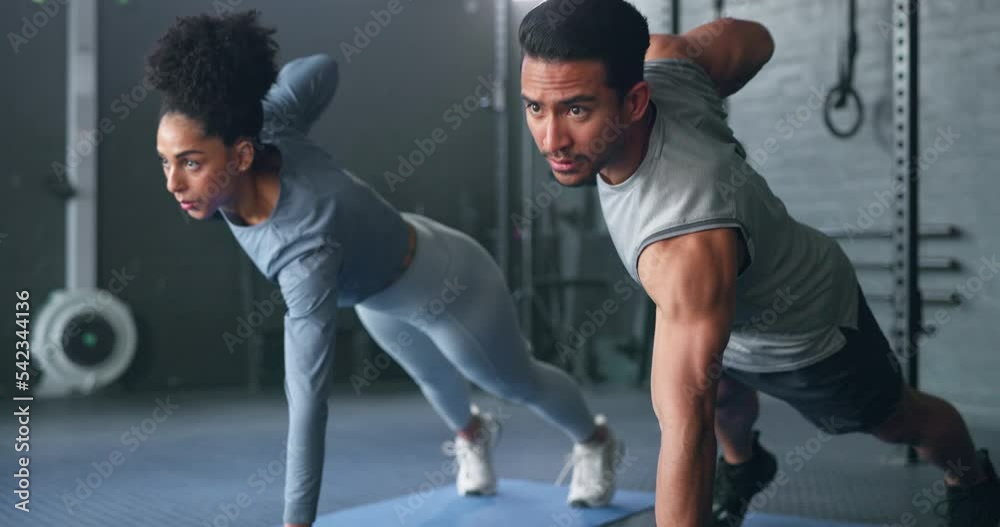 Fitness, gym and dumbbell, people doing weightlifting and exercise for ...