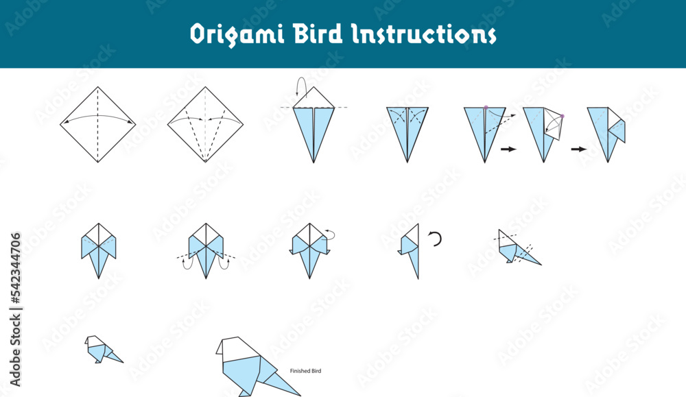 Step by step instructions how to make origami Stock Vector | Adobe Stock