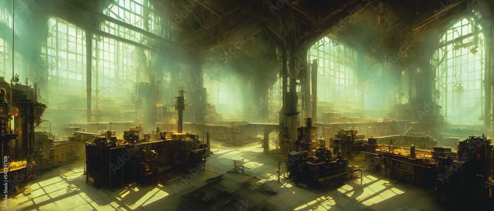 Artistic concept illustration of a futuristic control room of power ...