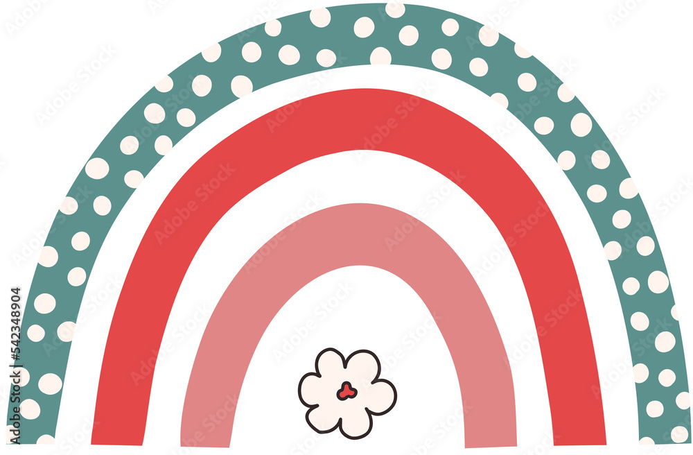 Christmas rainbow clipart illustration retro groovy hand drawn style ...