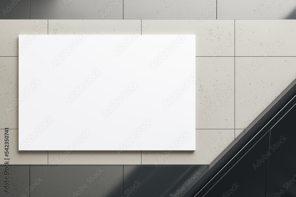 Front view on blank white outdoor blank poster with place for your logo ...