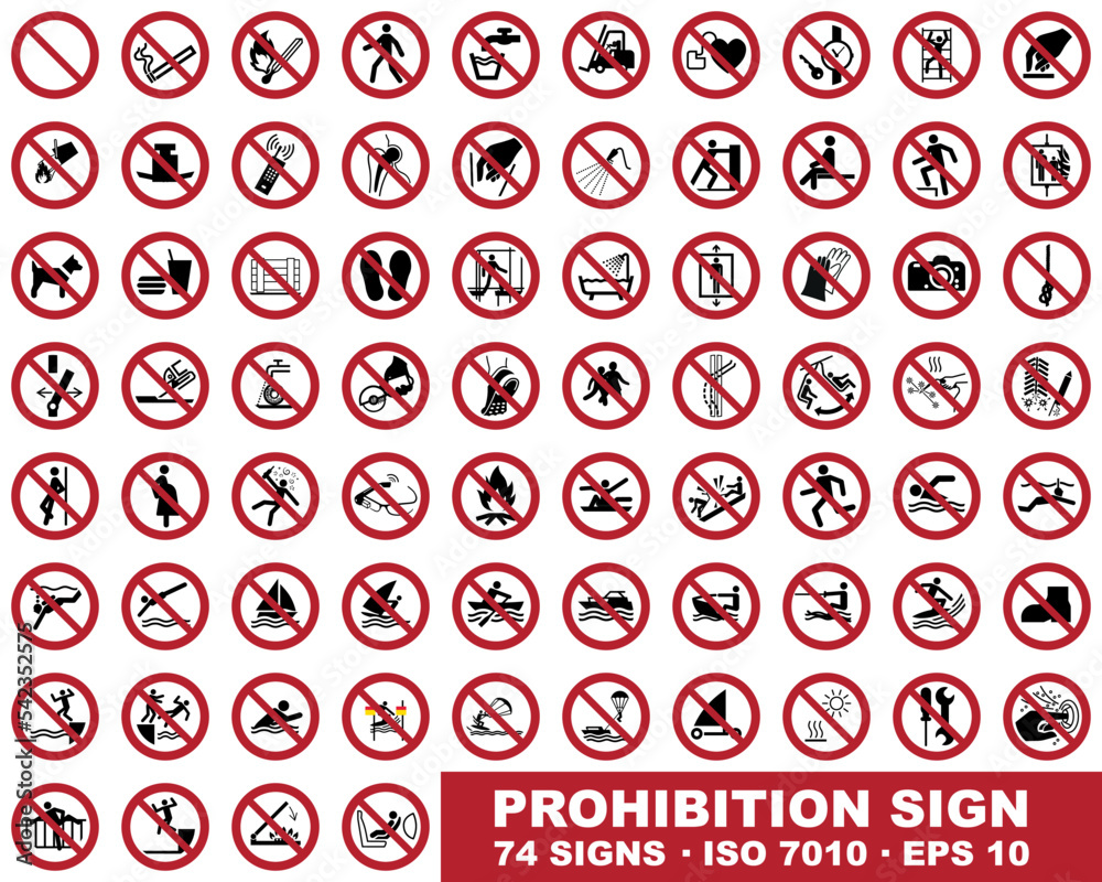 Prohibition signs, vector illustration set. Stock Vector | Adobe Stock Prohibition signs, vector illustration set. Stock Vector | Adobe Stock