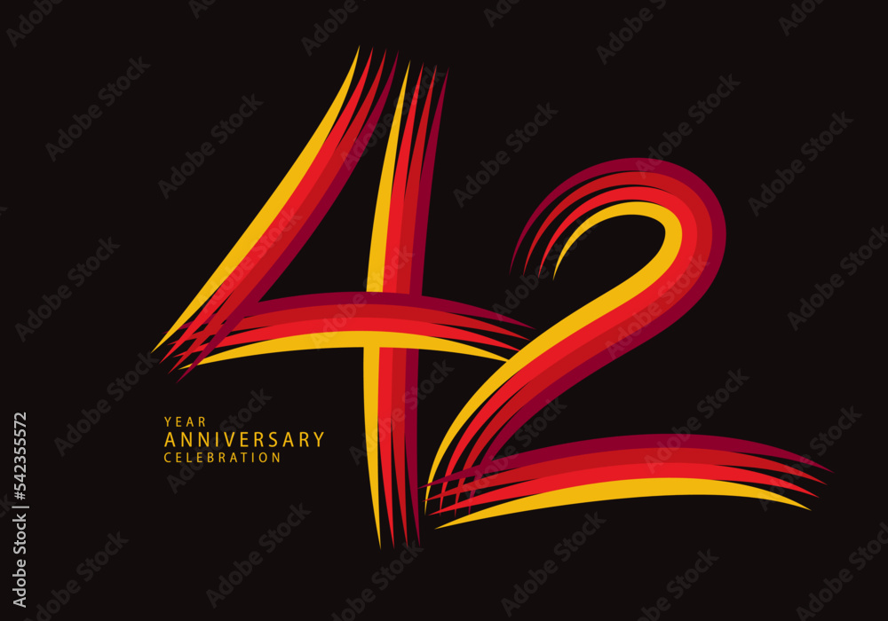 42 years anniversary celebration logotype red line vector, 42th ...