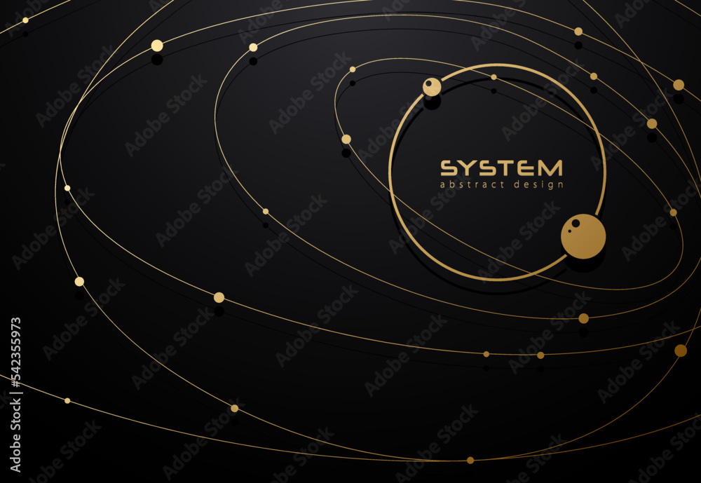 Luxury futuristic orbit golden line and dots business tech black ...