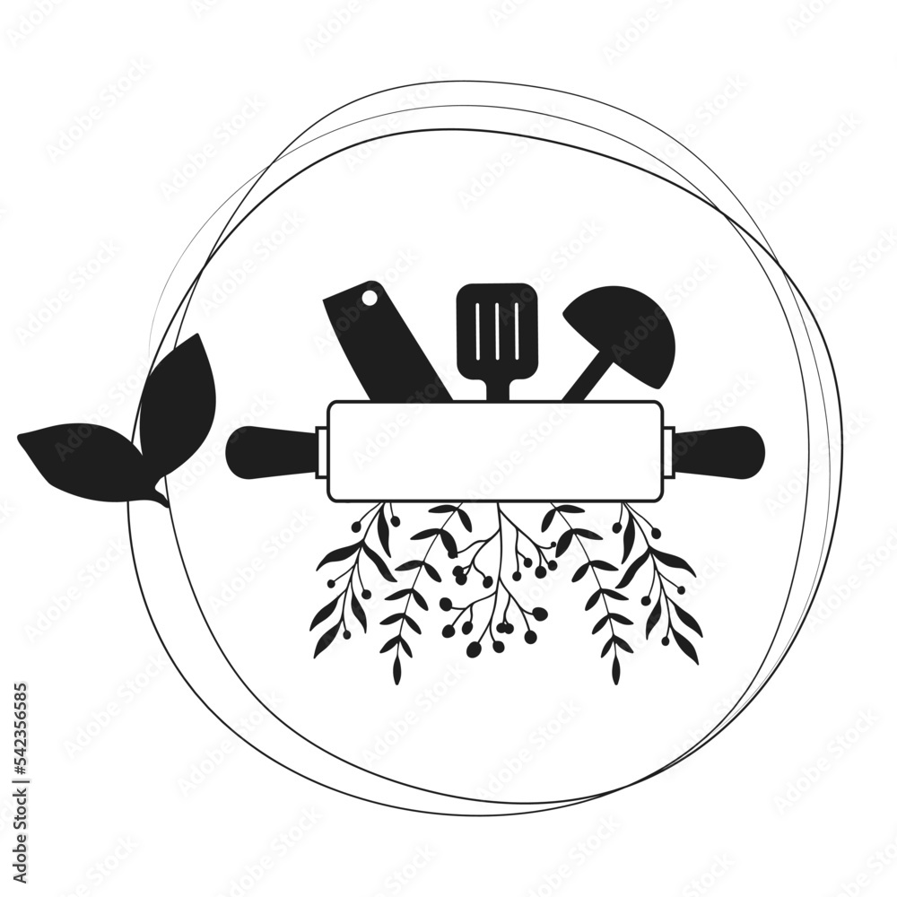 Kitchen Monogram icon vector set. Kitchen Split Frame illustration ...