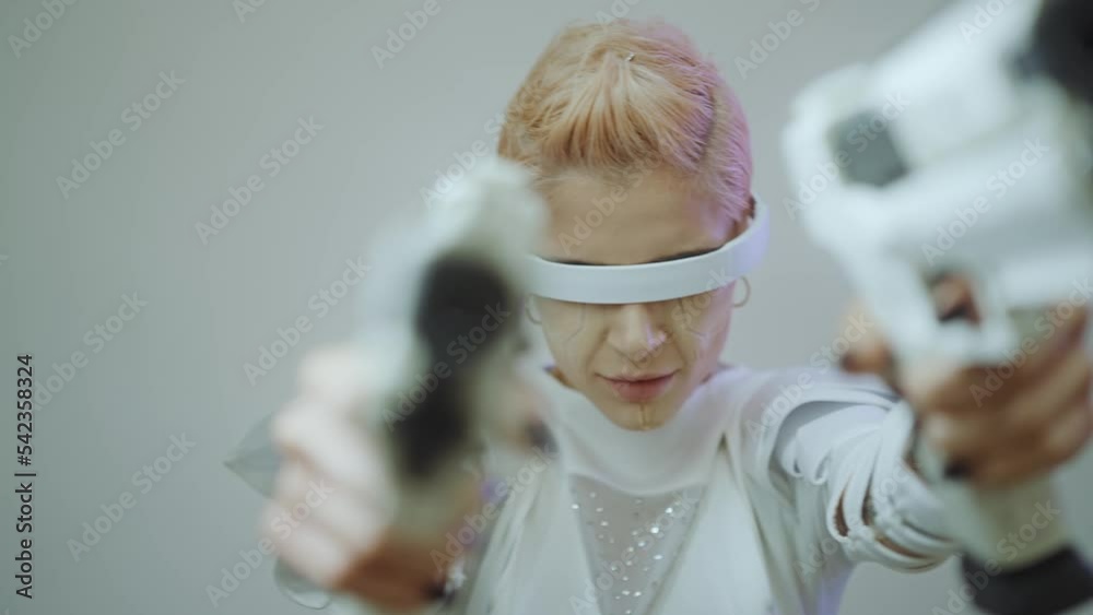 Representation of a bionic super human with advanced technology parts ...